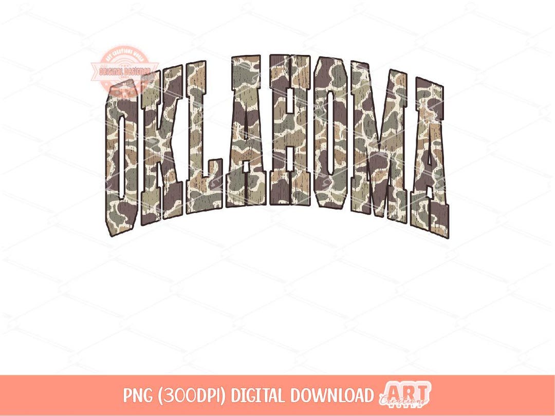 Oklahoma Grunge Camo PNG: Distressed Varsity Sublimation Design ...
