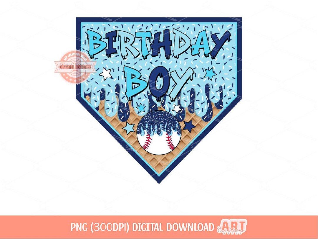 Birthday Boy Drip Home Plate PNG, Blue & Navy Sprinkle Dripping Ice ...