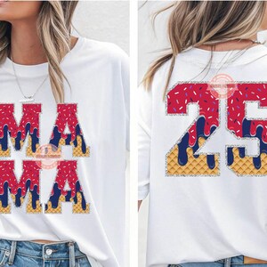 Sprinkle Drip Varsity Alphabet PNG, Drippy Red & Navy Blue Ice Cream ...