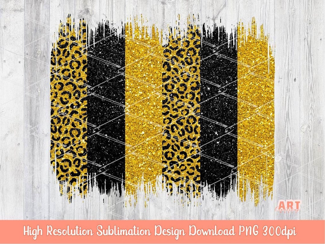 Glitter Leopard Yellow Gold and Black Brush Strokes Background PNG ...