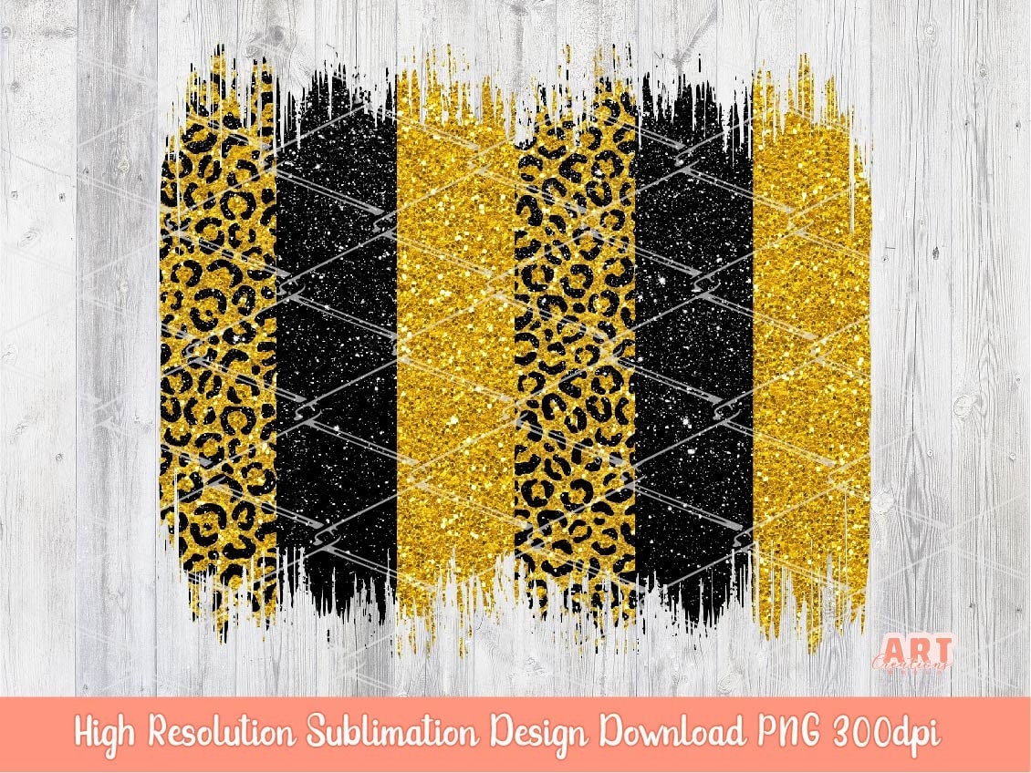 Glitter Leopard Yellow Gold and Black Brush Strokes Background - Etsy