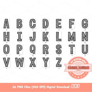 Faux Embroidery Checkered Letters PNG, Glitter Racing Black and White ...