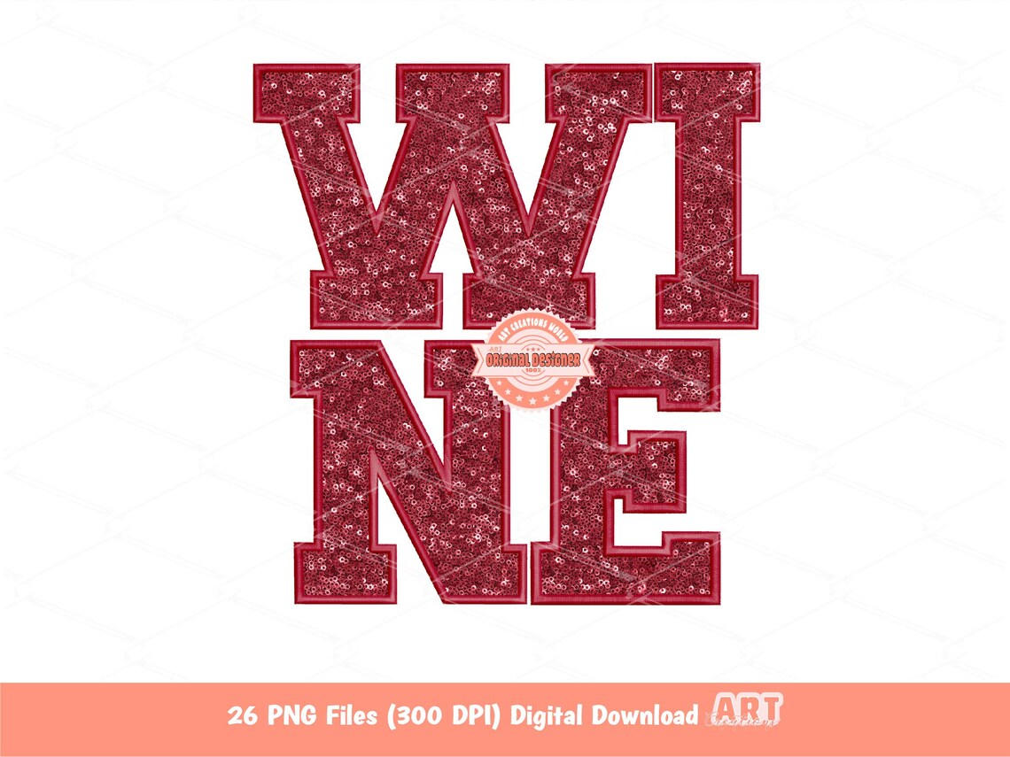 Red Wine Sequin Varsity Alphabet Clipart: Maroon Glitter Letters ...
