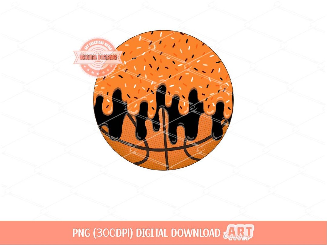 Sprinkle Drip Basketball Ball PNG, Sweet Drippy Orange Black Ice Cream ...