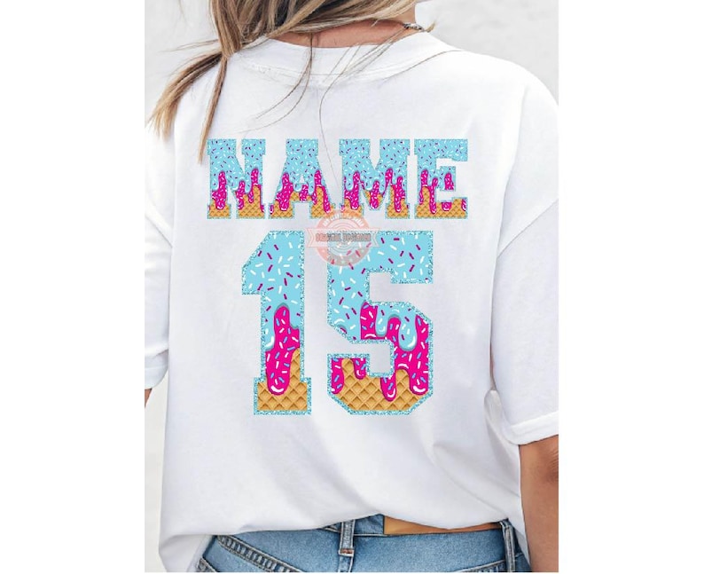 Drippy Ice Cream Alphabet PNG: Pink Blue Varsity Letters and Numbers ...