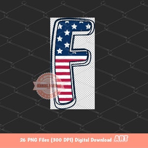 Stars and Stripes Doodle Letters PNG, Distressed 4th of July Alpha A-Z ...