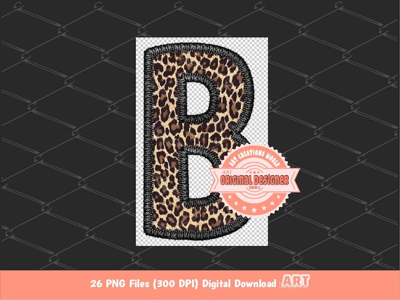 Leopard Print Letters PNG, Faux Embroidery Alphabet Clipart (PNG ...