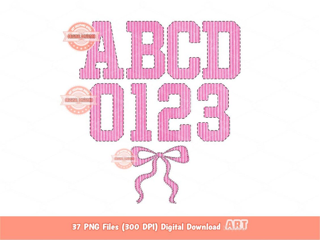 Seersucker Varsity Alphabet PNG, Preppy Pink Striped Sport Letters ...