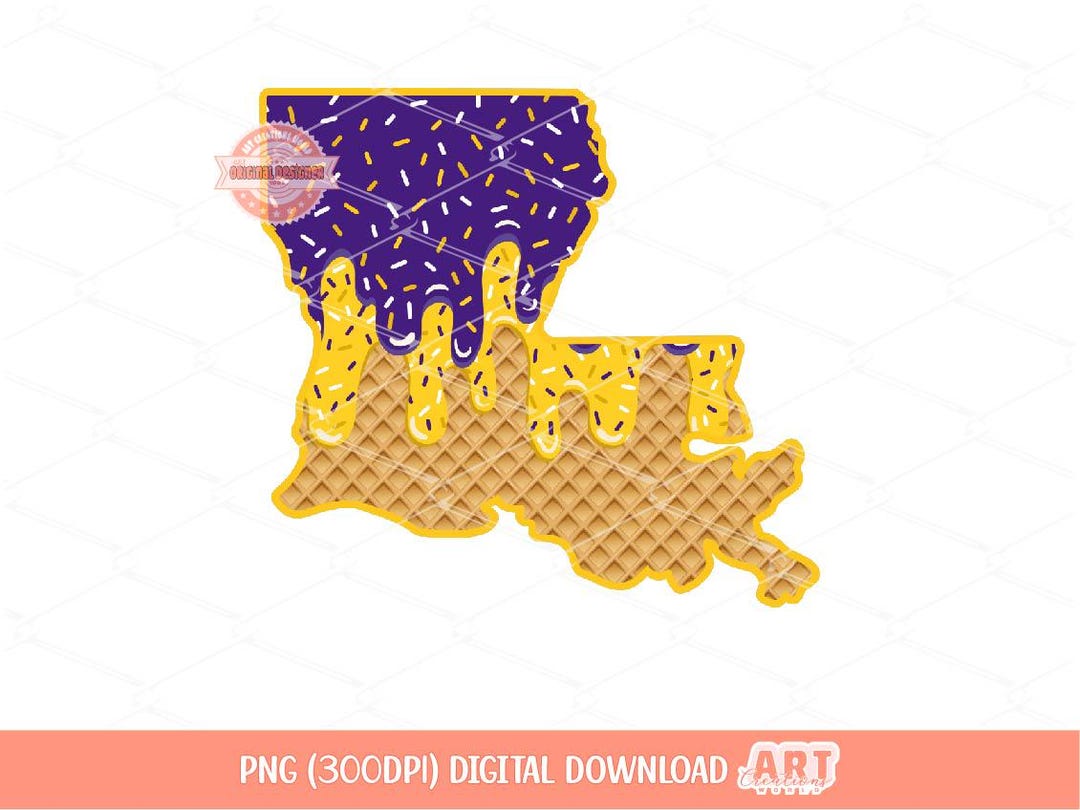 Louisiana Drip PNG, Drippy Ice Cream Waffle Cone LA State Sublimation ...