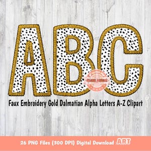 Gold Faux Embroidery Dalmatian Spots Letters PNG, Animal Print Alpha ...