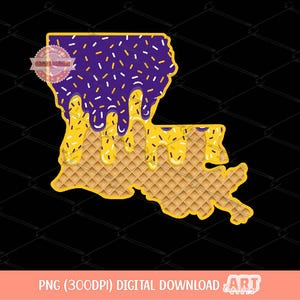Louisiana Drip PNG, Drippy Ice Cream Waffle Cone LA State Sublimation ...