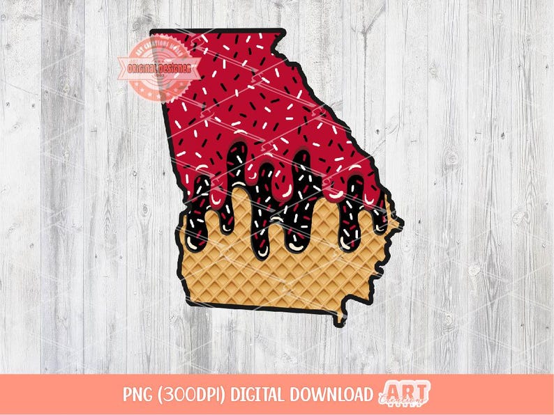 Red Black Drip Georgia PNG, Drippy Ice Cream State Sublimation Shirt ...