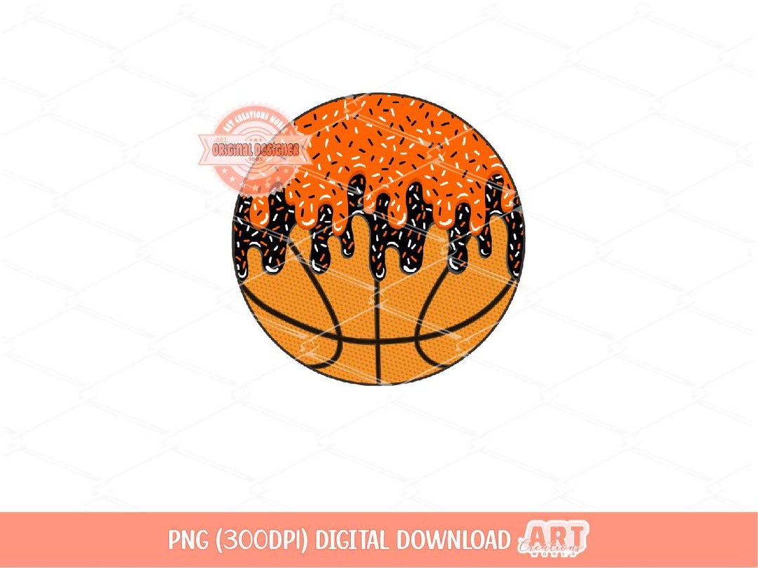 Dripping Basketball PNG: Orange and Black Drip Ice Cream Sprinkles Ball ...