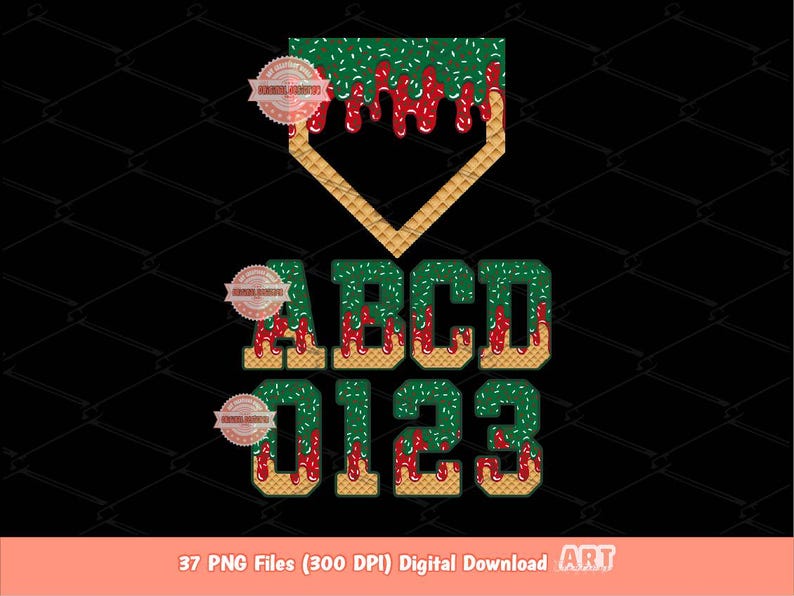 Drippy Varsity Christmas Alphabet PNG Bundle: Green & Red Drip Letters ...