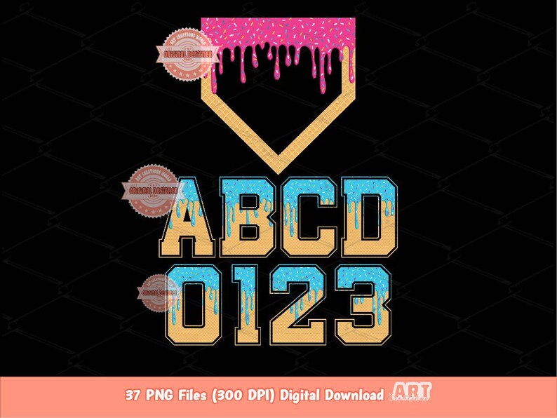 Drip Varsity Alphabet PNG Bundle, Pink Blue Drippy Sports Letters ...