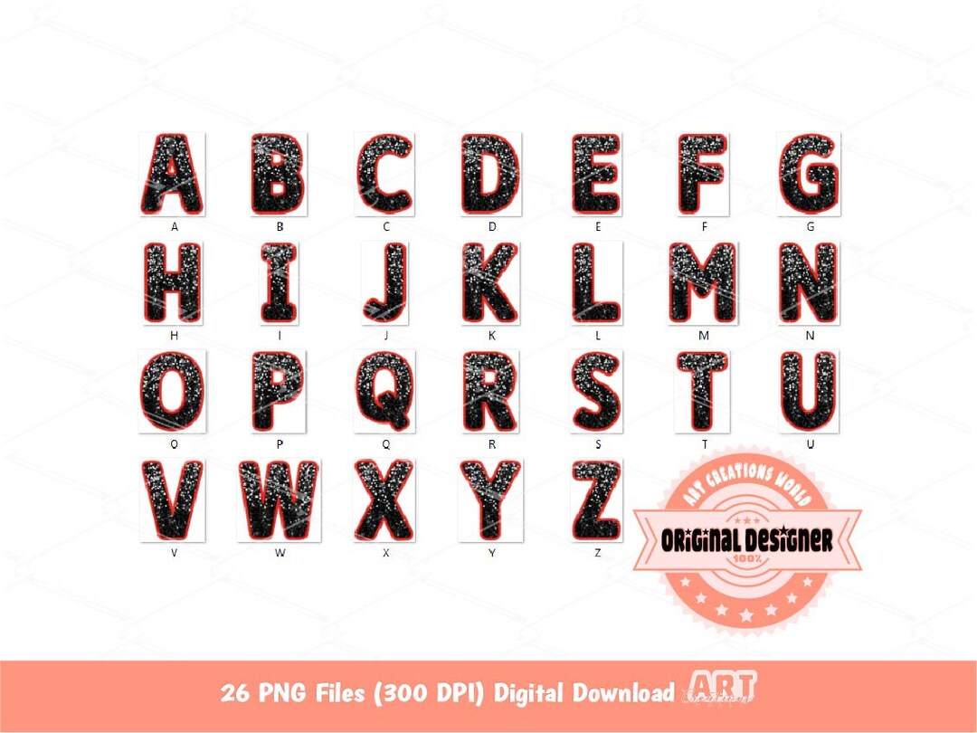 Custom Faux Embroidery Sequin Alphabet Letters Set PNG, Personalized ...