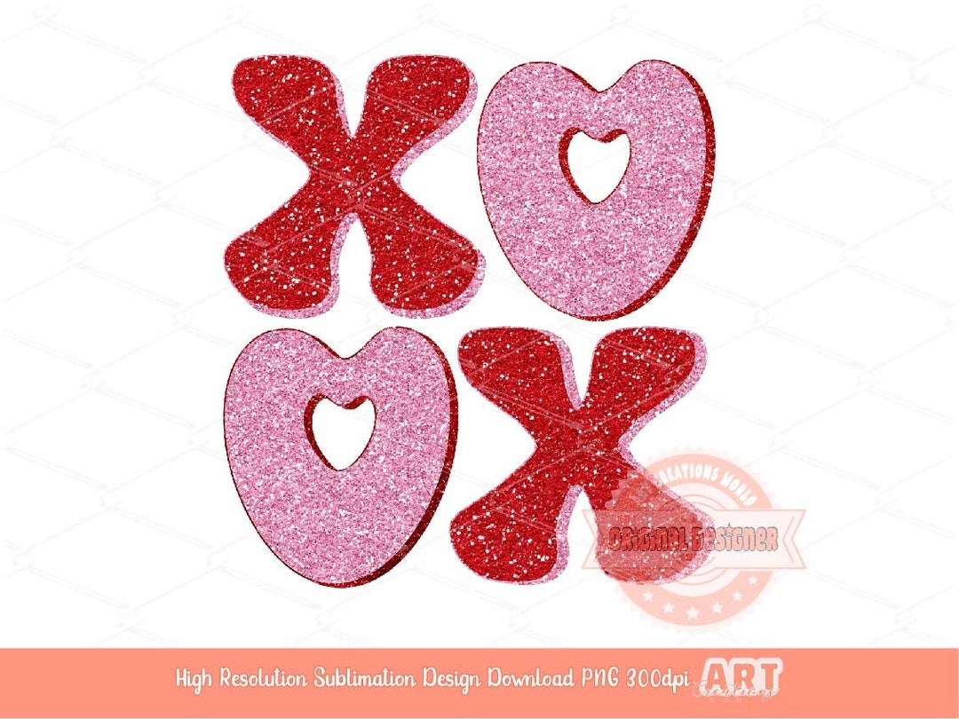 Xoxo Pink Red Glitter PNG, Original Art Glam Sparkle Heart Love ...
