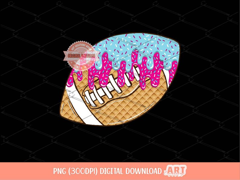Dripping Football PNG: Pink Blue Ice Cream Waffle Cone Clipart (digital ...