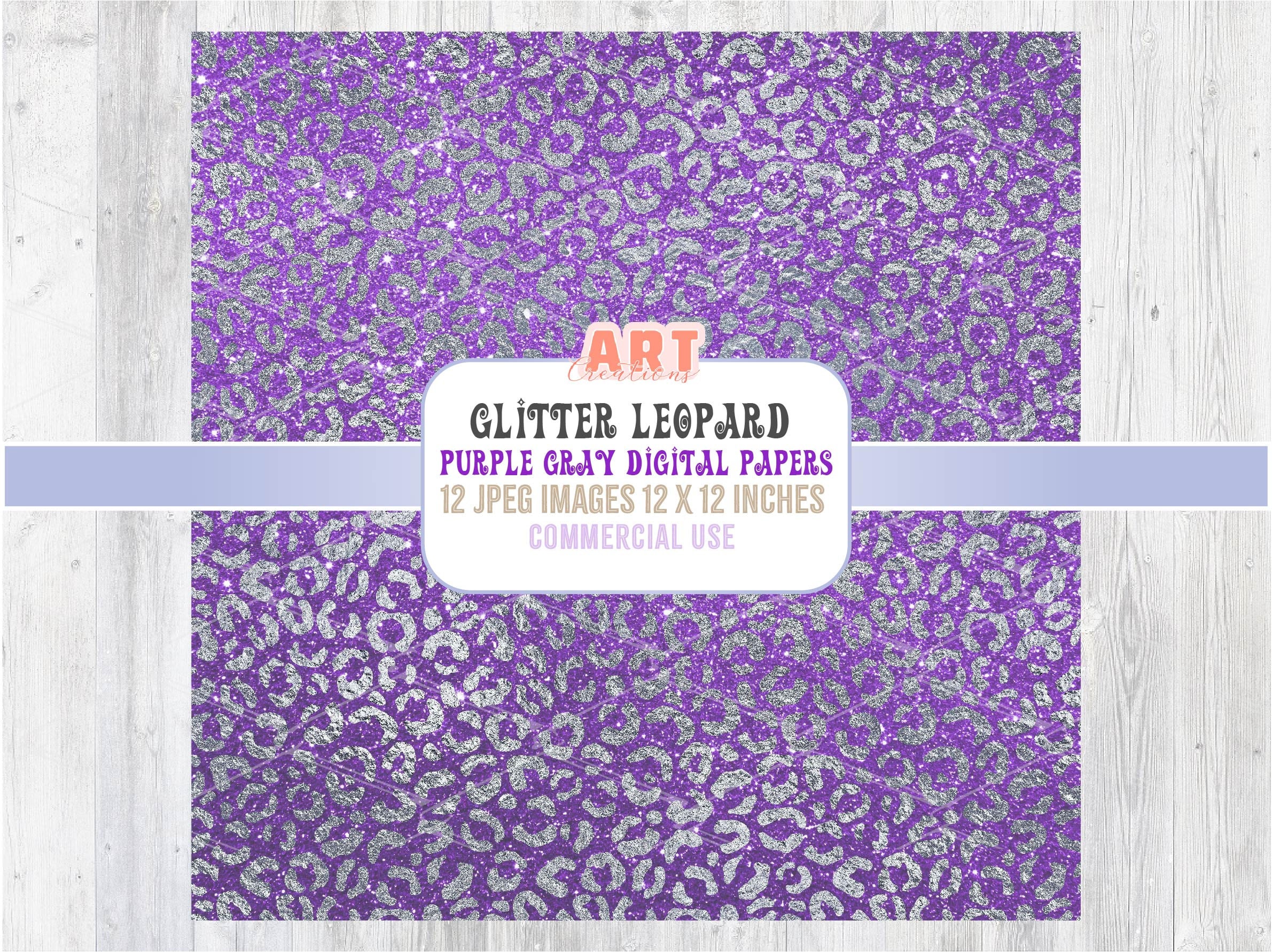 Purple Glitter Leopard Digital Paper Pack: Scrapbook Backgrounds ...