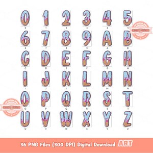 Sprinkle Drip Doodle Alphabet PNG, Hand Drawn Drippy Pink Blue Ice ...