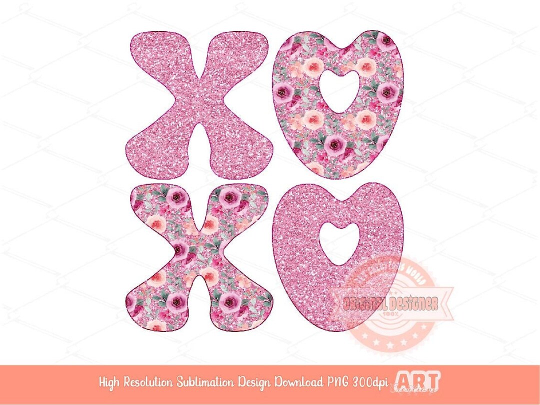 Xoxo Pink Floral Glitter PNG, Original Glam Pink Love Flowers ...