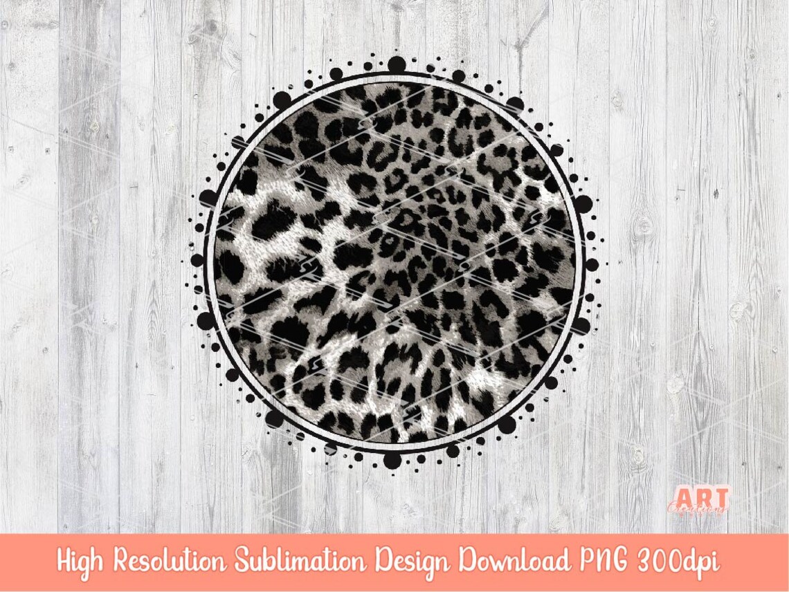 Grey Leopard Circle Background PNG Sublimation Design 2 - Etsy