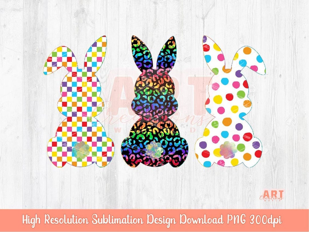 Original Design Rainbow Easter Bunnies PNG Sublimation, Colorful Bunny ...