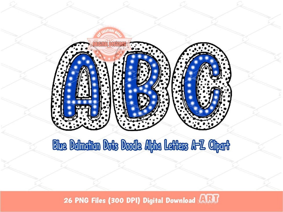 Blue Dalmatian Letters PNG, Hand Drawn Bright Royal Blue Doodle Alpha A ...