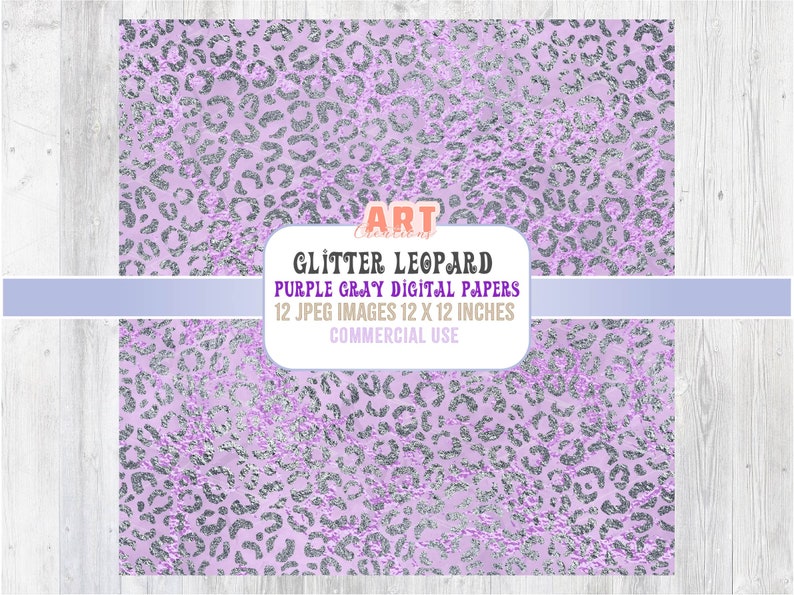 Purple Glitter Leopard Digital Paper Pack: Scrapbook Backgrounds ...