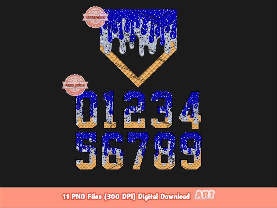 Dripping Baseball Numbers & Home Plate PNG Clipart Bundle (digital ...