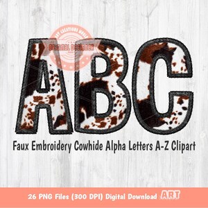 Faux Embroidery Cowhide Letters PNG, Black & Brown Cow Print Western ...
