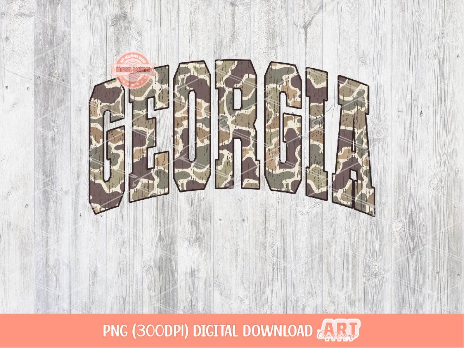 Georgia Grunge Camo PNG: Distressed Varsity Design (digital Download ...