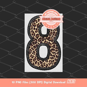 Faux Embroidery Leopard Numbers PNG, Cheetah Print Number 0-9 Set ...