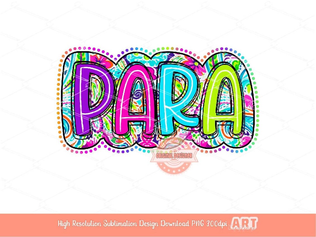 Para Bright Floral PNG, Para Neon Colorful Scribble Doodle Letters Png ...