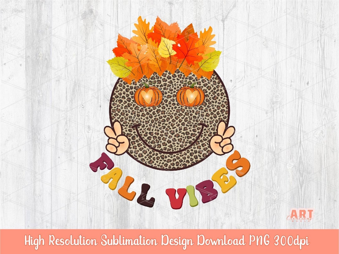 Fall Vibes Retro Smiley Face PNG for Sublimation | Autumn Sublimation ...