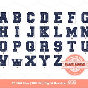 Navy Sequin Letters PNG, Original Varsity Alphabet Set Clipart With ...