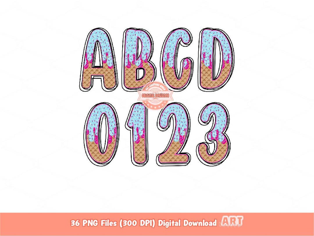 Sprinkle Drip Doodle Alphabet PNG, Hand Drawn Drippy Pink Blue Ice ...