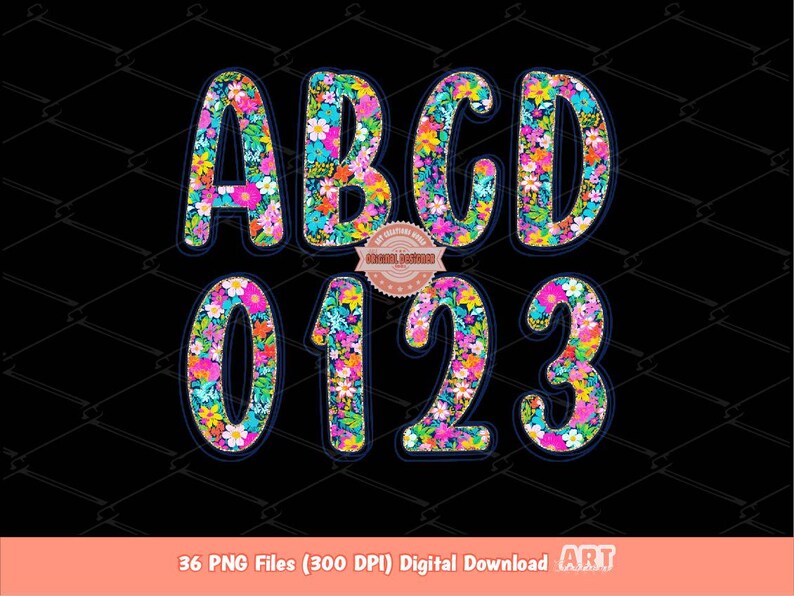 Floral Alphabet PNG, Hand Drawn Flower Letters & Numbers Clipart ...