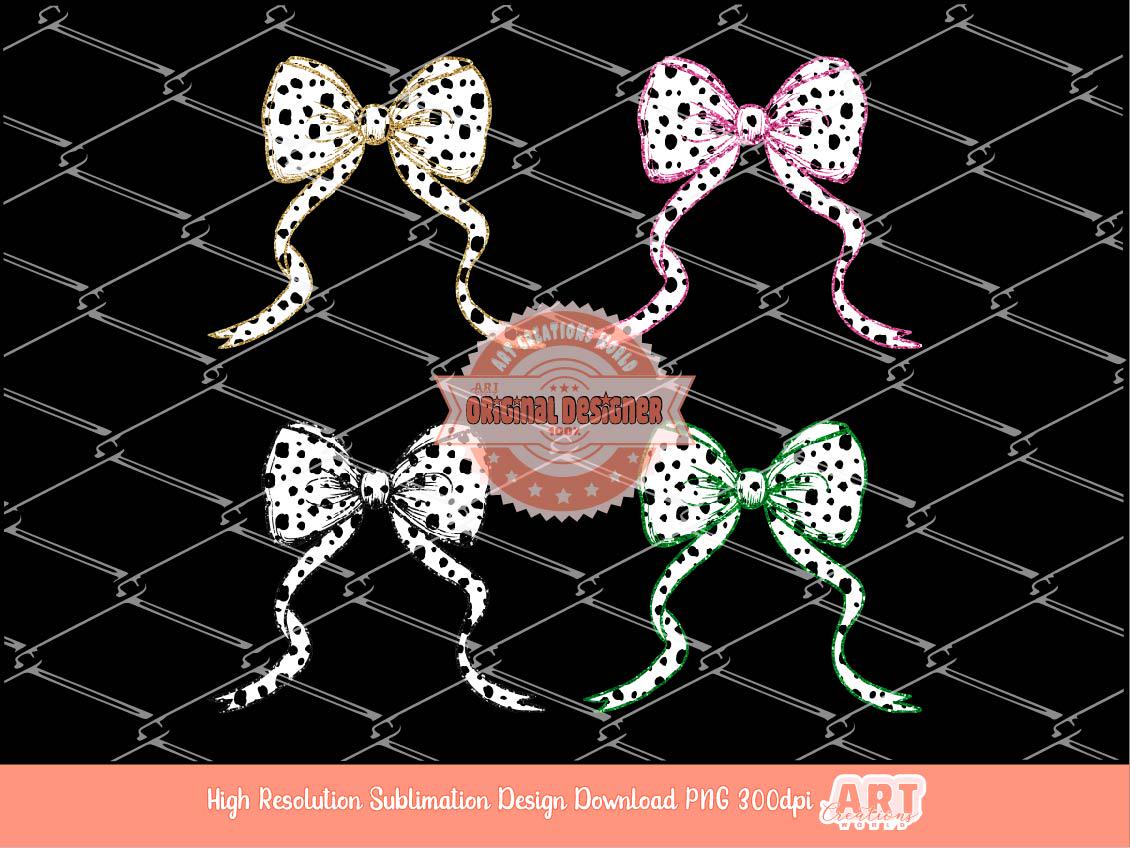 Dalmatian Bow PNG Bundle, Gold Pink Green Glitter Coquette Bows Clipart ...