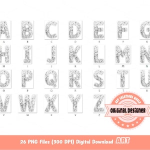 Sequin Alphabet Clipart, White Faux Embroidery Glitter Letters Clipart ...