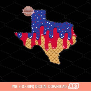 Red Navy Blue Sprinkle Drip Texas PNG, Custom Drippy Ice Cream US State ...