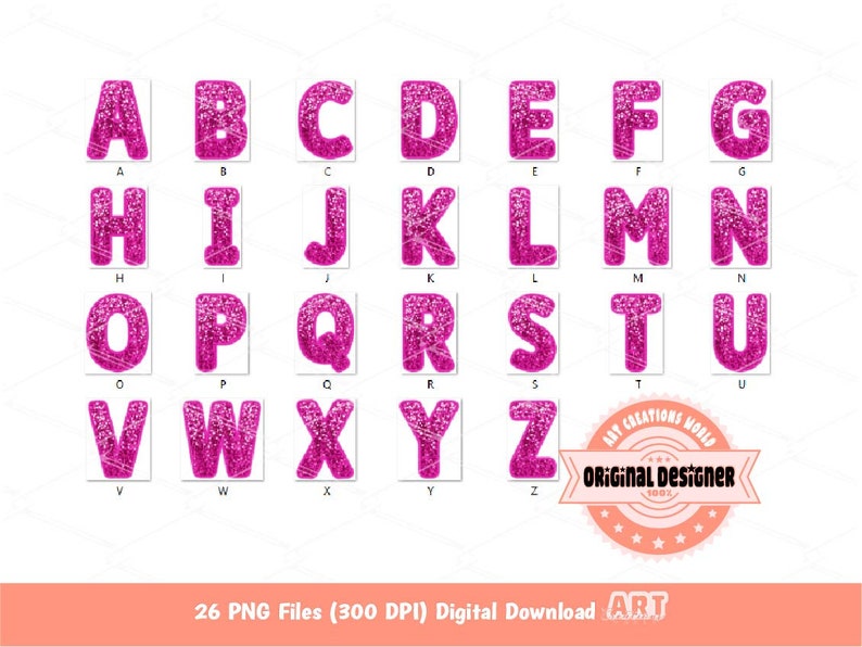 Pink Sequin Letters PNG Original Designer Faux Embroidered - Etsy