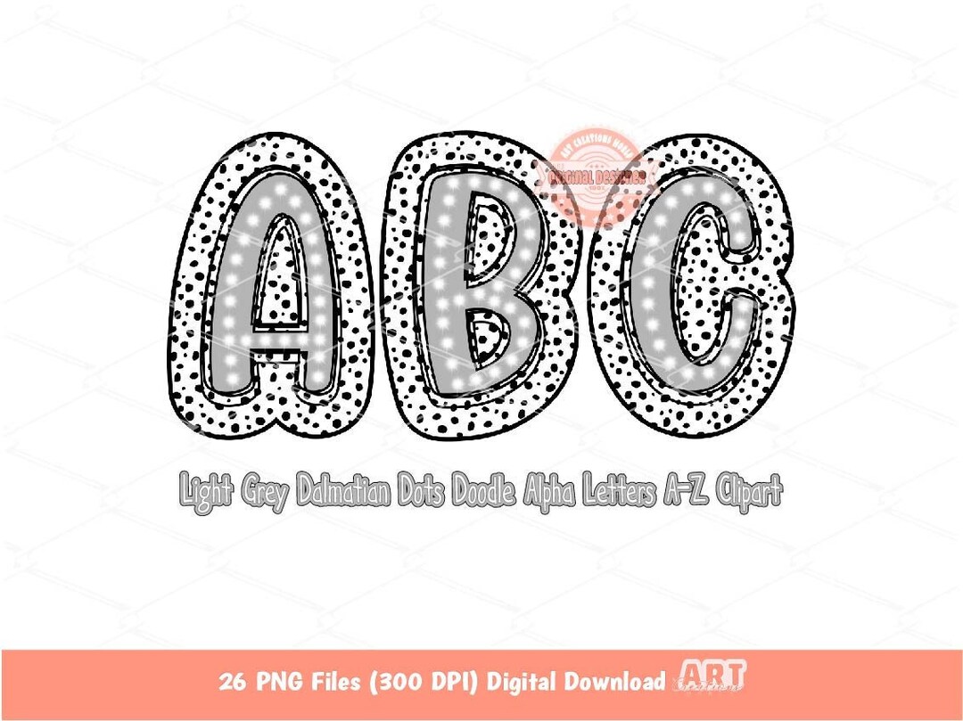 Light Grey Dalmatian Letters PNG, Hand Drawn Bright Blue Doodle Alpha A ...