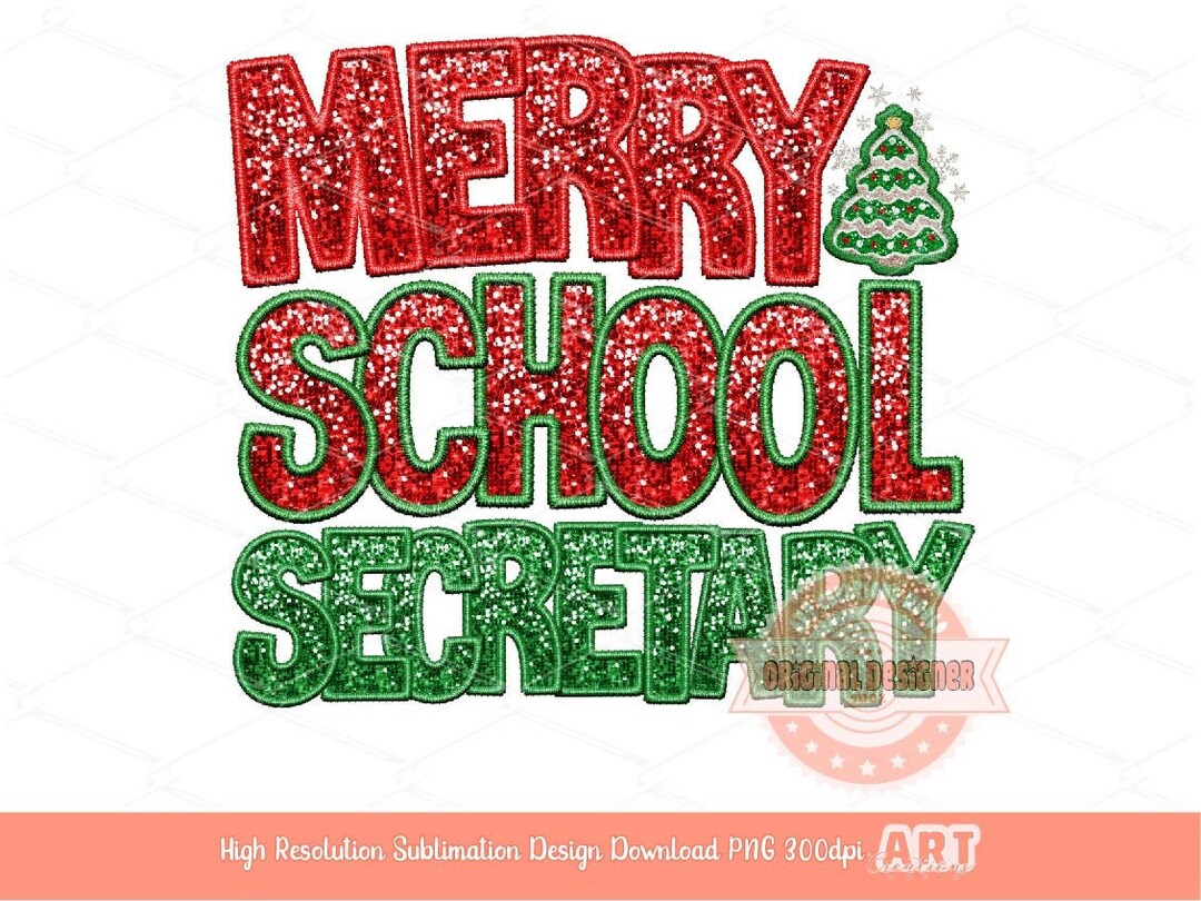 Merry School Secretary Sequin PNG, Original School Christmas Faux ...