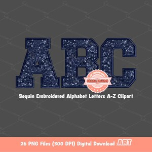 Navy Sequin Letters PNG, Original Varsity Alphabet Set Clipart With ...