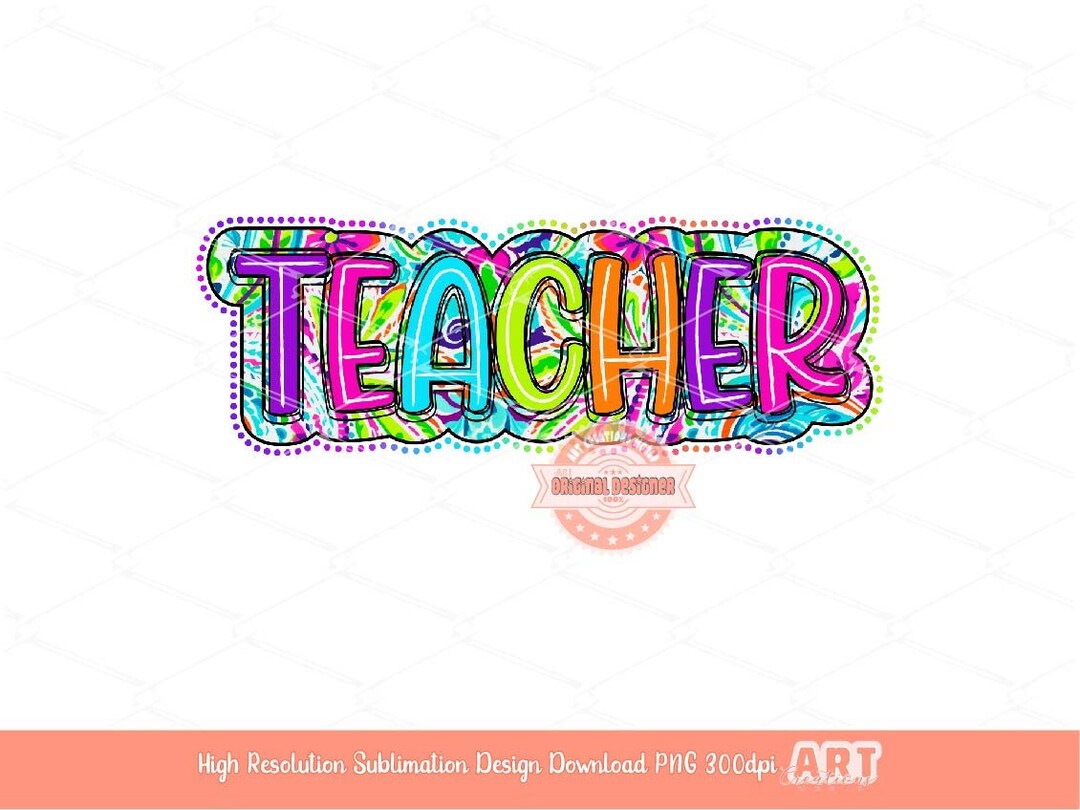Teacher Bright Floral PNG, Teacher Neon Colorful Scribble Doodle ...