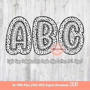 Dalmatian Doodle Alpha Letters A-Z Clipart (PNG Digital Download ...