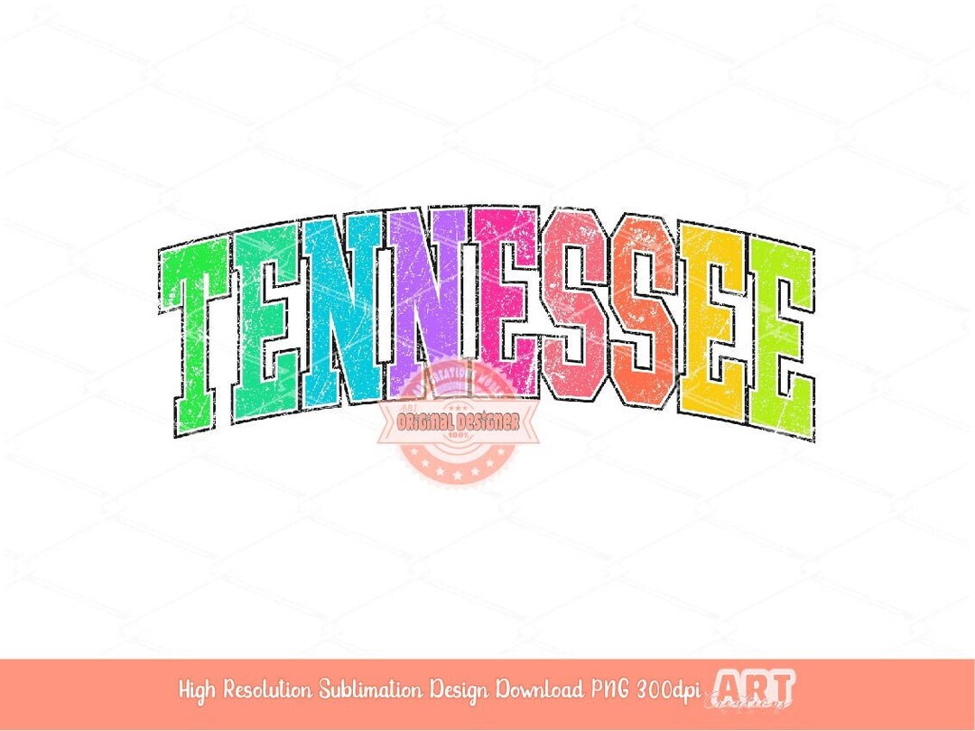 Distressed Tennessee Neon Colors PNG, Trendy Colorful Arched Grunge ...
