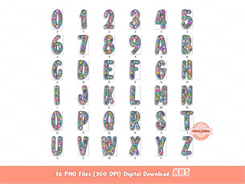 Floral Alphabet PNG, Hand Drawn Flower Letters & Numbers Clipart ...