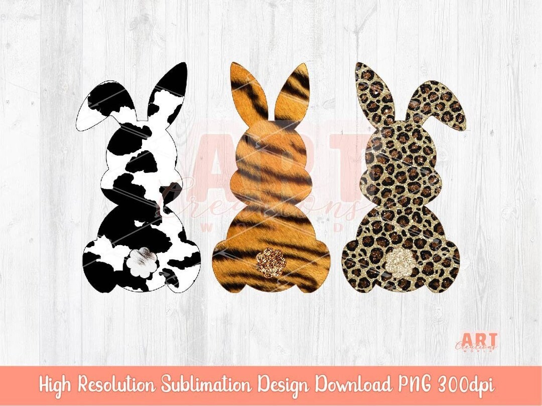 Wild Easter Bunnies Cowhide, Tiger Skin and Leopard Bunny PNG, Glitter ...